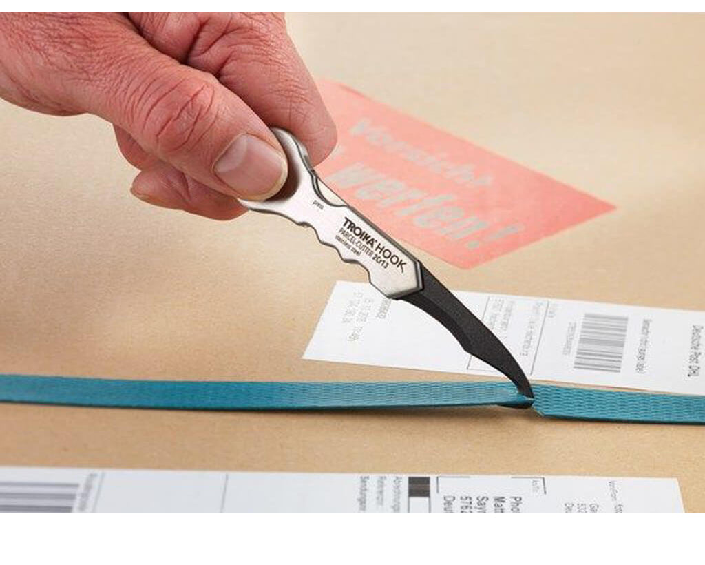 TROIKA Parcel Cutter "HOOK 2" with Keychain - Black - TroikaCanada