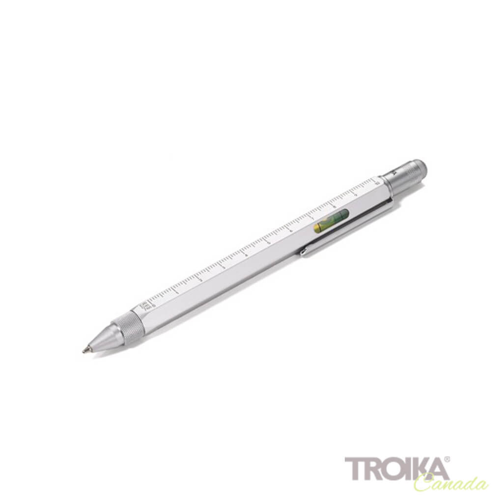 TROIKA Multitasking Ballpoint Pen "CONSTRUCTION" - Silver - TroikaCanada